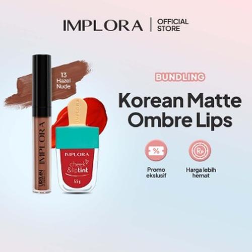 Promo Implora Korean Matte Ombre Lips (Hazelnude Lip Cream + LipTint ...