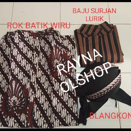 Promo BAJU SURJAN LURIK JAWA | 1 SET (BAJU + ROK WIRU BATIK + BLANGKON ...