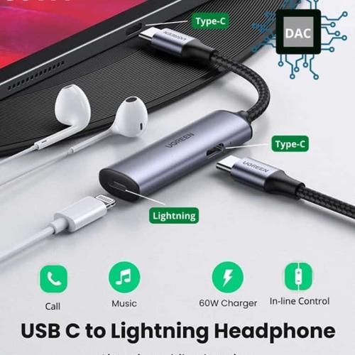 Jual UGREEN Adapter Type C Male To lightning & Type C Female For iPhone ...
