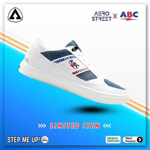 Jual AEROSTREET x BATERAI ABC Putih Biru-SEPATU SNEAKERS CASUAL PRIA ...