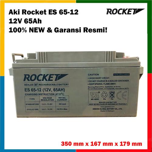 Jual Aki Rocket ES 65-12 VRLA MF 12V 65Ah Baterai Accu Kering ES-65-12 ...