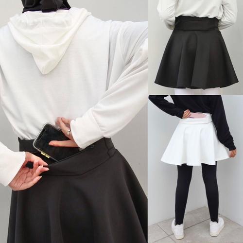 Promo Hitjab - Rok Tennis Rok Scuba High Waist Olahraga Zipper Belakang ...