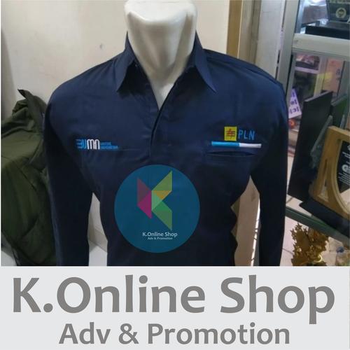 Jual kemeja bumn pln seragam bumn pln biru dongker lengan panjang ...