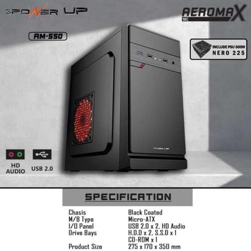Jual CASING STANDARD M-ATX POWER UP AERO MAX PLUS PSU 500 WATT - Kota ...