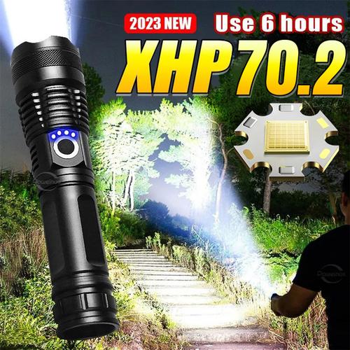 Promo Senter LED XHP-70 Jarak Jauh 7 Mode Cahaya Tactical Zoom Super ...