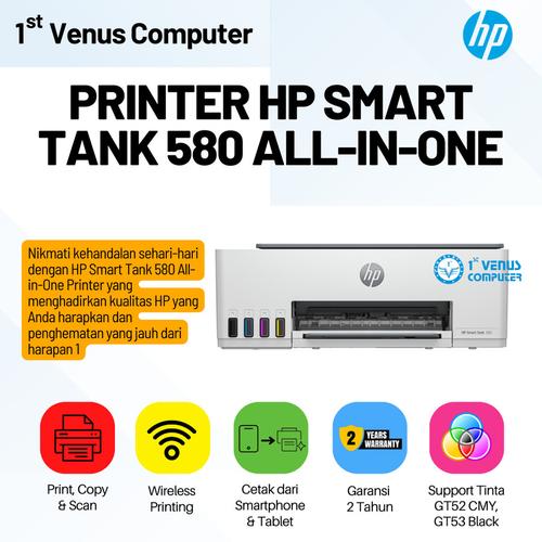Jual HP PRINTER SMART TANK 580 ALL IN ONE WIFI / PRINTER HP ALL IN ONE ...