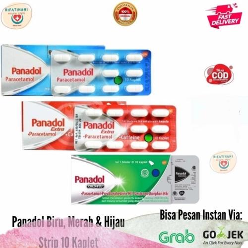 Jual panadol biru paracetamol 500mg, panadol merah, Panadol hijau cold ...