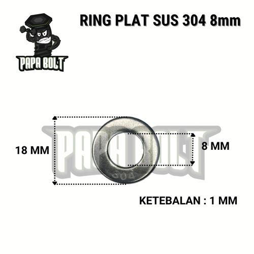 Jual Ring Plat Stainless Steel 304 SS304 M8 / Washer Plate WP 8mm ...