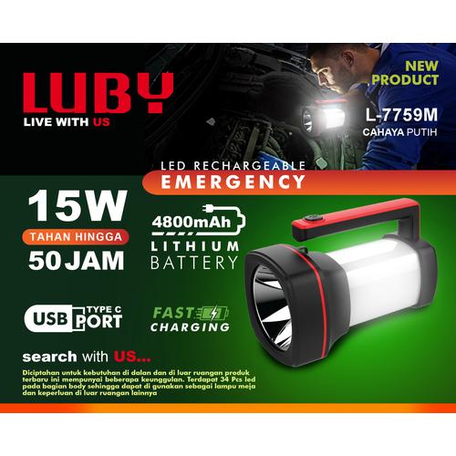 Jual Luby Lampu Senter Besar L-7759M 15W+34 LED SMD Emergency ...