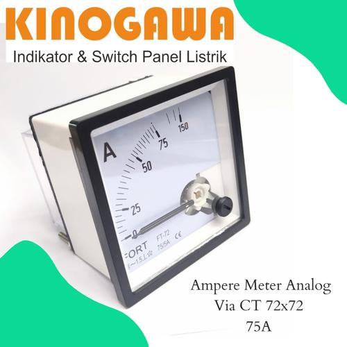 Jual Ampere Meter Analog 72x72 Via CT 75A - Analog Panel amper meter ...