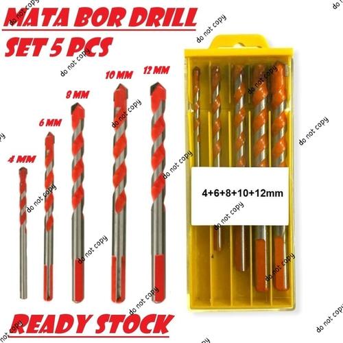 Jual Mata Bor Drill Set 5 pcs Multi Purpose Bor Besi Beton Kayu ...