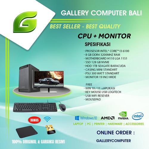 Jual ( paket pc & monitor ssd+ hdd ) komputer pc rakitan intel core i3 ...