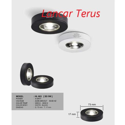 Jual Downlight ob Outbow LED 5w body hitam Putih COB Warm White - Warm ...