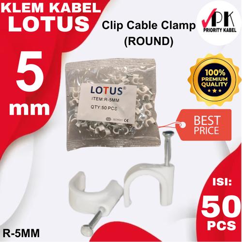 Jual Klem Kabel LOTUS 5MM No.5 Round Clip Kabel Klem Paku Beton isi 50 ...