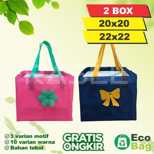 Jual SATUAN (eceran) Tas box 22x22 20x20 dus kotak nasi spunbond pengajian - BUNGA RANDOM - Kab ...