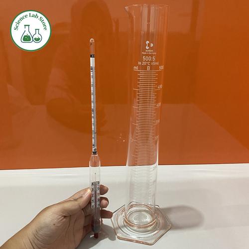 Jual Set Hydrometer with Thermometer Solar Plus Gelas Ukur 500 ml Glass ...