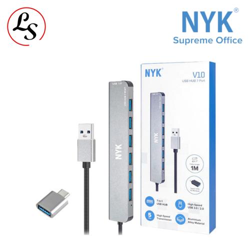 Jual NYK USB HUB USB 3.0 V10 7 Ports Cable 1 Meter + OTG Type C - Kota ...