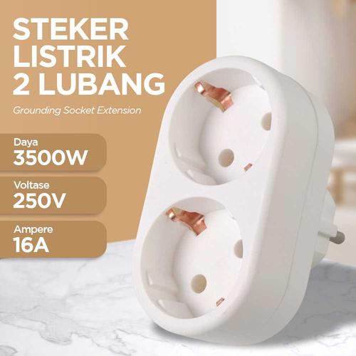 Jual COLOKAN T LISTRIK CABANG 2 LUBANG Socket Extension 3500W 16A 250V ...