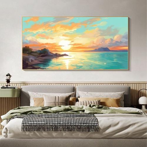 Jual lukisan hiasan dinding ocean sunset modern 120x60 + frame - 120x60 ...