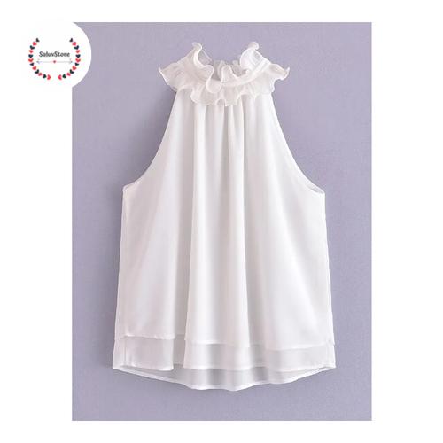Jual White Halter Nrck Ruffle Layer Sleeveless Blouse - Jakarta Utara ...