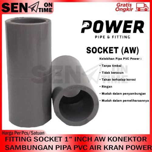 Jual SOCKET AW 1”INCH MERK POWER FITTING SAMBUNGAN LURUS SOK SOKET PIPA ...