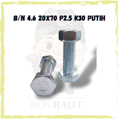Jual Baut Mur Besi M20 x 70 Putih (Kunci 30) - Kota Surabaya - Bos Baut ...