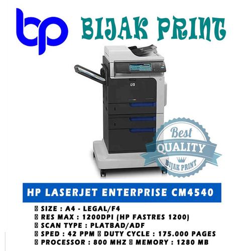 Jual Printer HP Color LaserJet Enterprise CM4540 MFP Print scan copy A4 ...