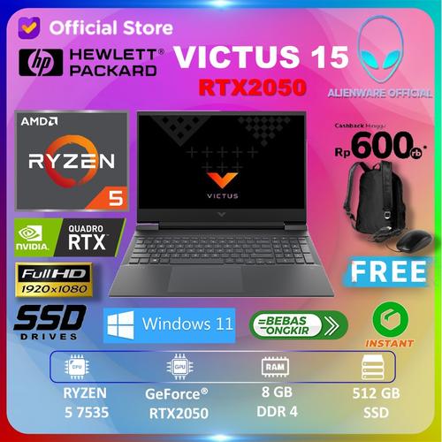 Promo HP VICTUS 15 RYZEN 5 7535 RTX2050 4GB/ 8GB 512GB W11 15.6FHD ...