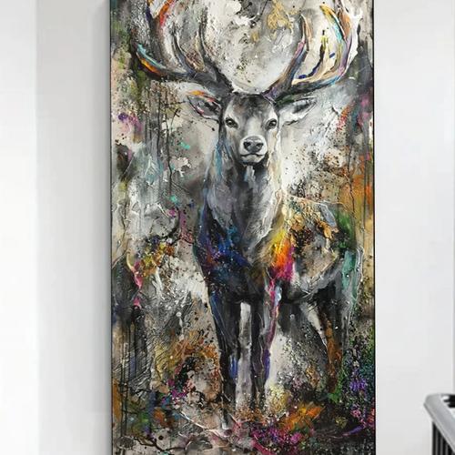 Jual lukisan tangan rusa abstrak lukisan dinding rumah modern - Kab ...