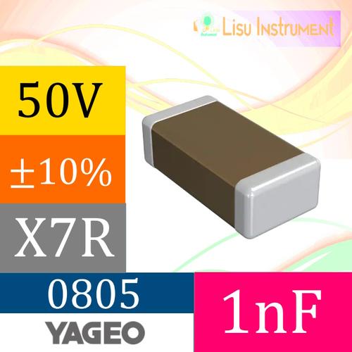 Jual 1nF ±10% 50V X7R 0805 2012(mm) SMD Capacitor YAGEO ...