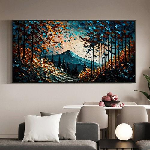 Jual lukisan abstrak pemandangan hutan tekture modern 120x60 + frame ...