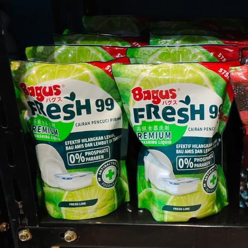 Jual BAGUS fresh 99 sabun cuci piring refill 575 ml LIME food grade ...