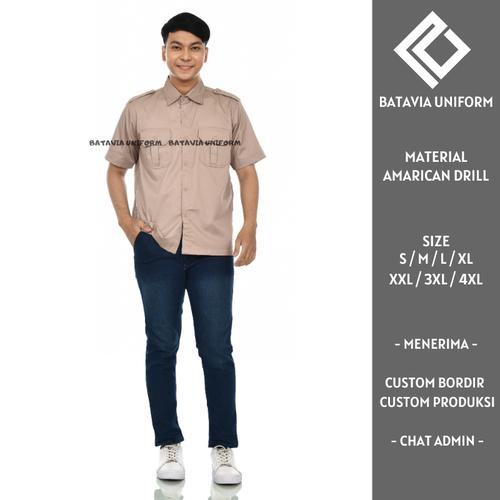 Jual Baju Kemeja PDL Lapangan Tactical Pendek Custom Bordir Warna Khaki ...
