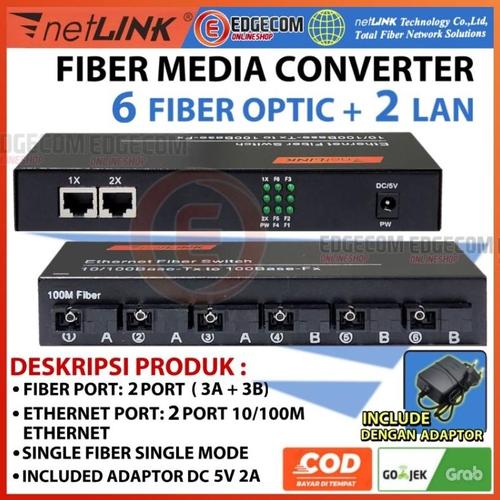 Jual Media Konverter 6 FO 2 LAN 10/100 LAN RJ45 Ethernet Fiber Optic ...