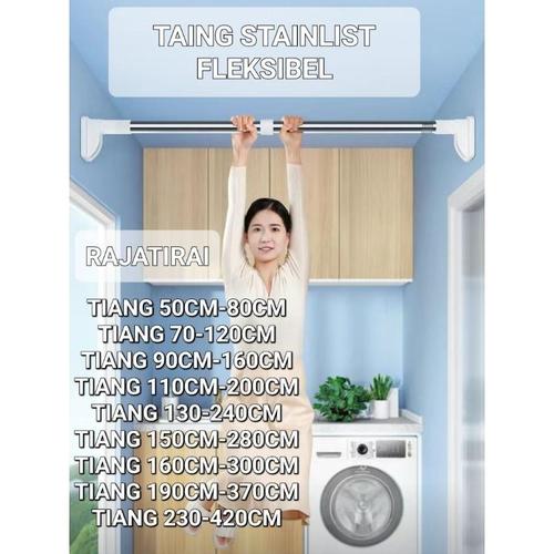 Jual OBRAL TIANG PIPA STAINLIST 50CM-420CM FLEKSIBEL tanpa paku/TIANG ...