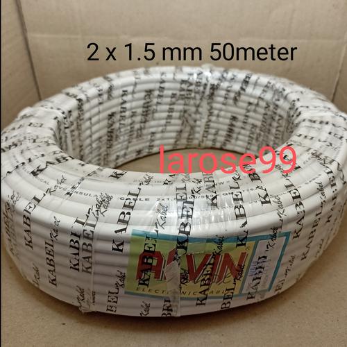 Jual Kabel Kawat 2x1.5 mm 50 Meter 1 Roll Putih Kabel Tunggal 2x1,5mm ...