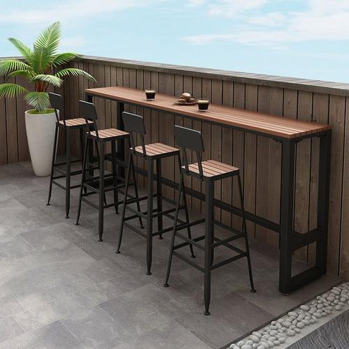 Jual Meja Cafe/Meja Bar kayu jati/Meja Barstool full set Uk-200*40*80 ...