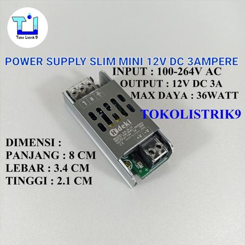 Jual Power Supply Slim Mini 12V 3A / Power Supply Slim Mini 12V 3Ampere ...