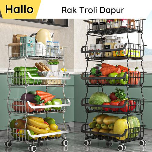 Jual Rak Dapur Buah Sayur Troli Removable 3 4 5 Susun Bahan Besi ...