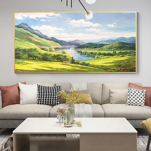 Jual lukisan dinding ruang tamu alam pemandangan 150x80cm + frame ...