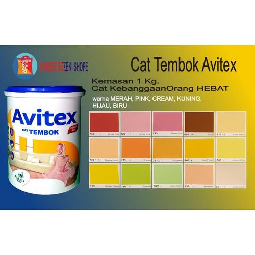 Jual Cat Tembok Merah,Pink,Kuning,Cream,Hijau Plafon Gypsum Avitex ...