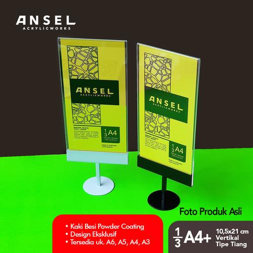 Promo ANSEL Tent Card Akrilik Besi / Tiang 1/3 A4+ Vertikal 10,5x21 cm ...