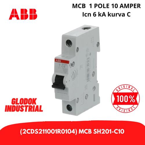 Jual ABB MCB 10 Amper 1 Pole Icn 6 kA SH201-C10 2CDS211001R0104 ...