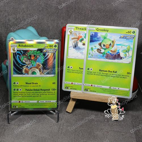 Jual Pokemon Indonesia Grookey, Thwackey, Rillaboom Foil / holo S6K ...
