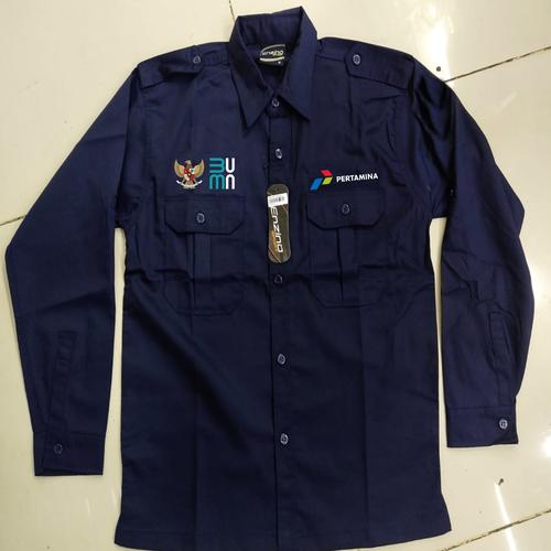 Jual Kemeja PDH BUMN Pertamina Navy Lengan Panjang Pria - Navy, S ...