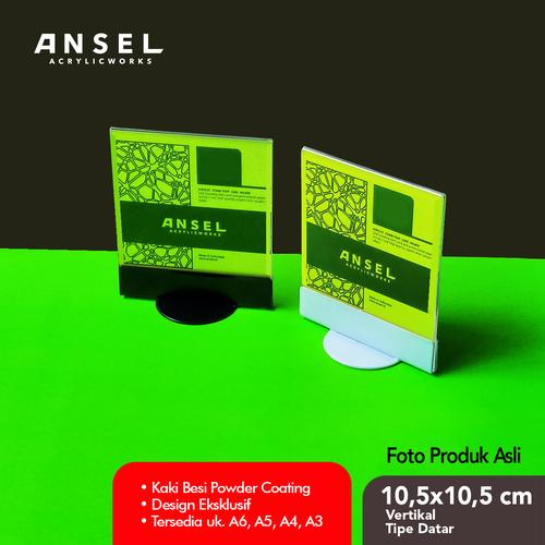 Promo ANSEL Tent Card Akrilik Besi /Datar Persegi 10,5x10,5 cm /Display ...