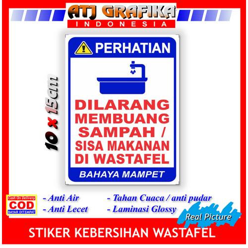 Jual Stiker label wastafel dilarang buang sampah sticker anti mampet ...