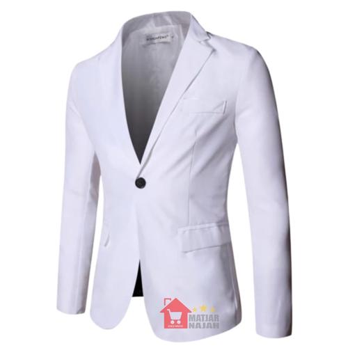 Jual Jas Pria Putih High Twist - Blazer Pria Suit Formal White ...