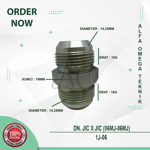 Jual ADAPTOR DOUBLE NEPEL SELANG HIDROLIK JIC 3/8" x JIC 3/8" 1J 06MJx06MJ - Kota Surabaya ...