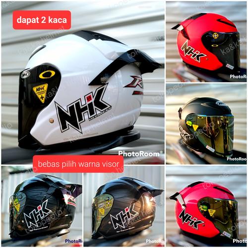 Jual HELM NHK HALFFACE R6 PAKET GANTENG VENOM VISOR WITH SPOILER ...